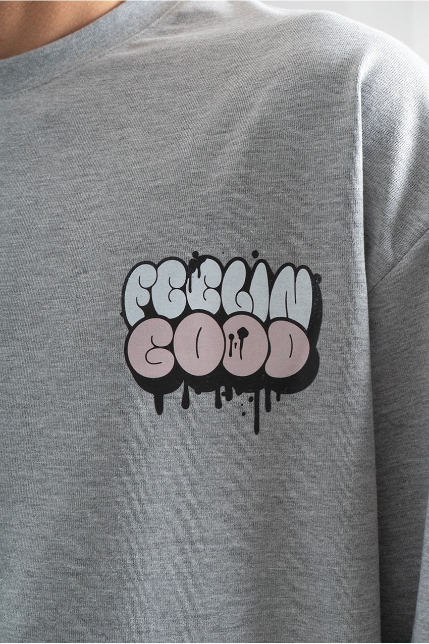 Feelin Good Oversize Uzun Kollu Gri Erkek Tişört - Aksesuarix - Türkiye ...