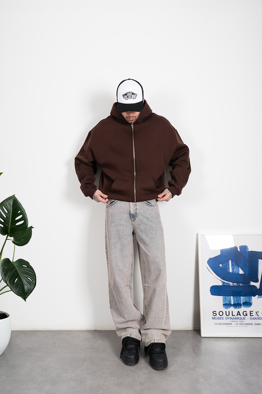 Ukhwd Urban Kahve Oversize Ceket Zip Hoodie - Aksesuarix - Türkiye´nin En Büyük Online ...