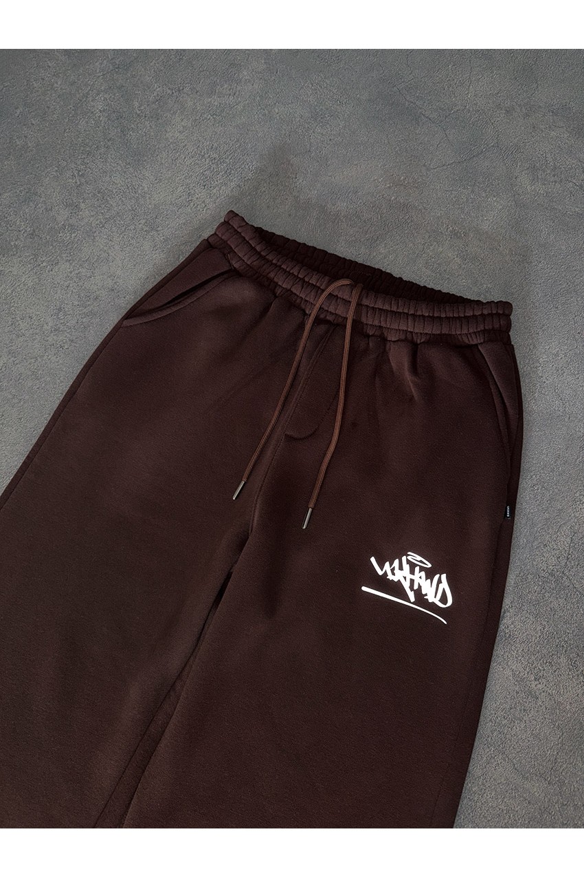 Classic Logo Stoperli Reflektör Kahve Wide Leg Erkek Eşofman Altı ...