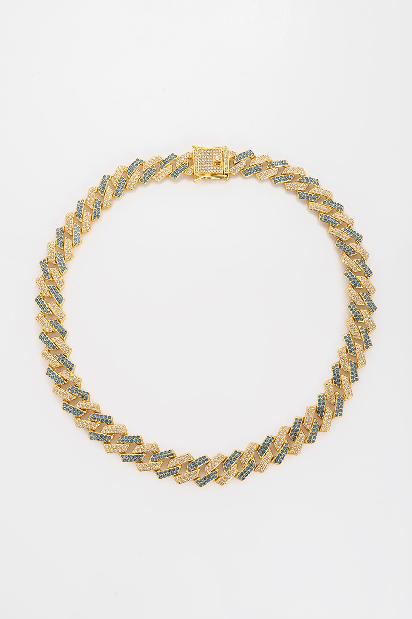 15mm Blue İced Out Prong Chain Erkek Kolye KA1303al - Aksesuarix ...